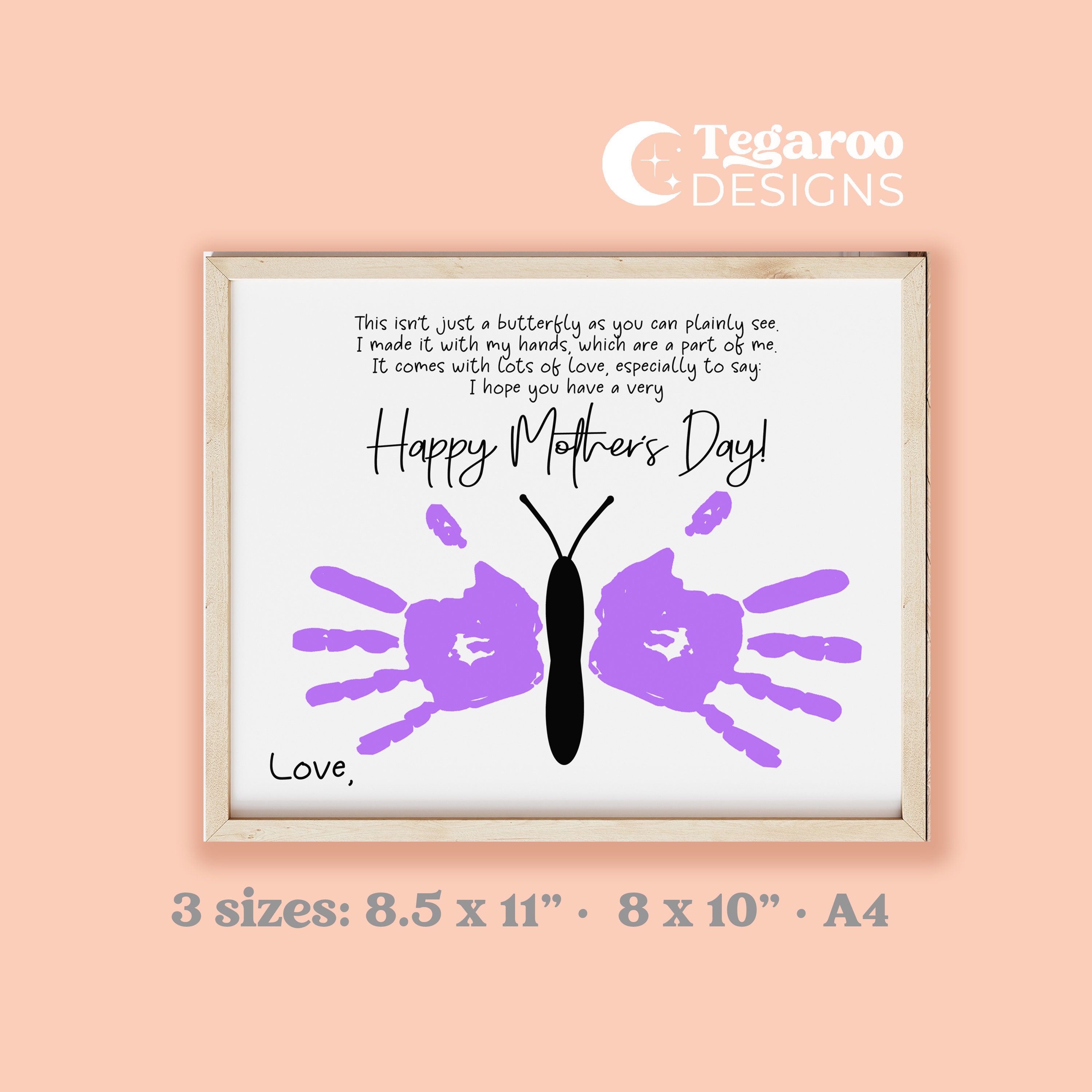 Mothers Day Gift Butterfly Hand Print DIY Craft - Etsy