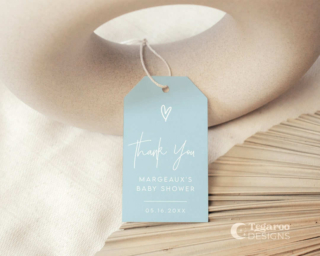 Thank You Tag | Favor Tag | Baby Shower Favor | Oh Boy | Blue Simple Minimalist Modern | Dusty ...