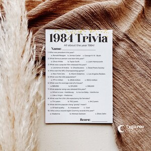 1984 Trivia | 40th Birthday Trivia Game | 40th Birthday Activity ...