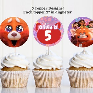 Turning Red, Red Panda Birthday Cupcake Toppers | Cake Topper ...