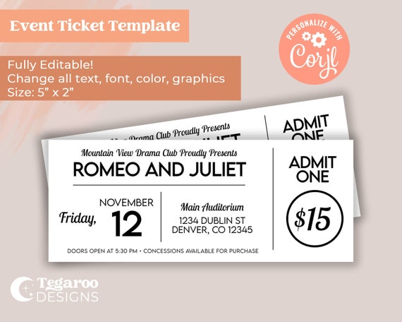 Plantilla De Boleto De Evento Imprimible Descarga Vector De Plantilla
