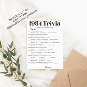 1984 Trivia | 40th Birthday Trivia Game | 40th Birthday Activity ...