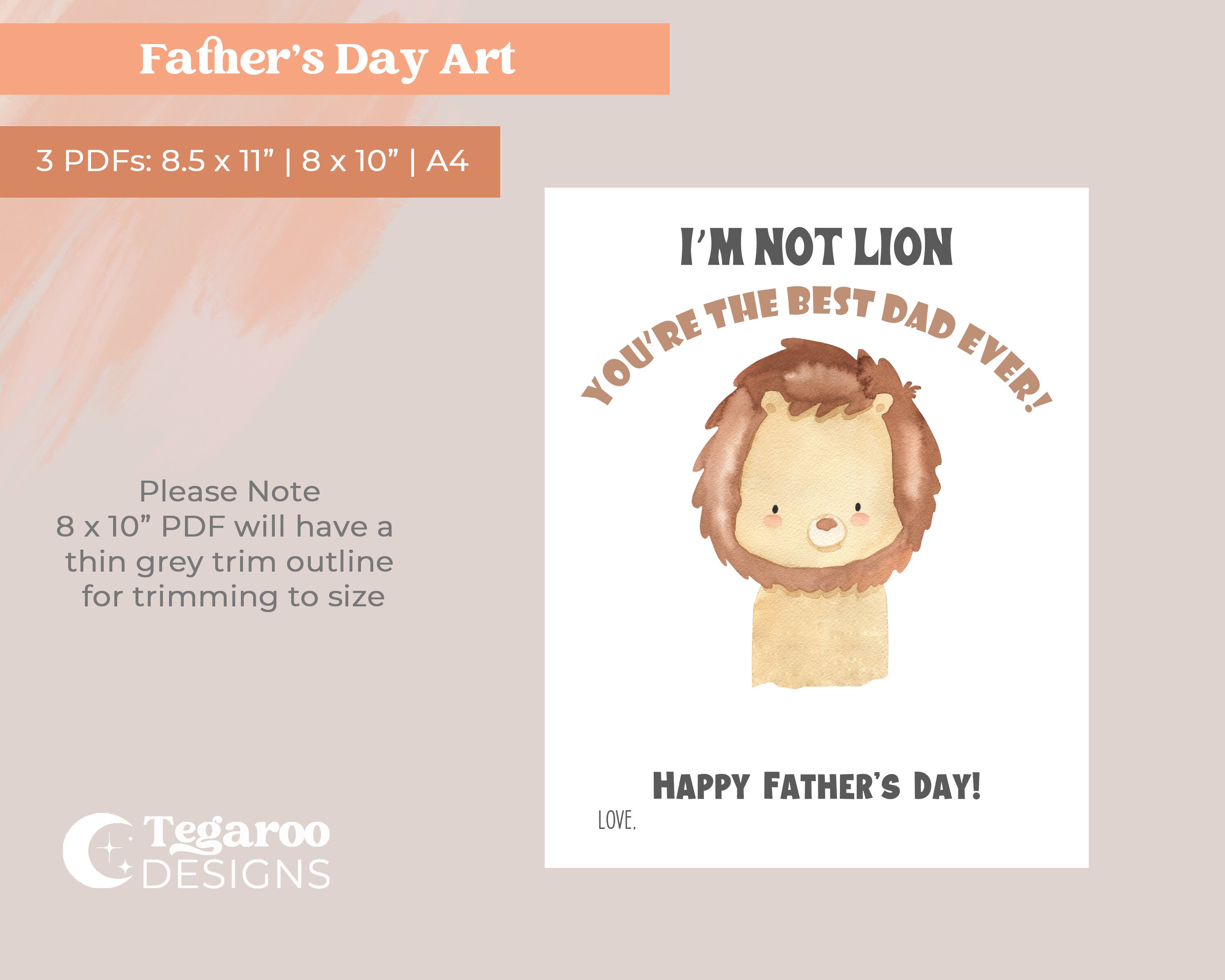 Wild Lion Footprint Father's Day Gift Present Best Dad - Etsy