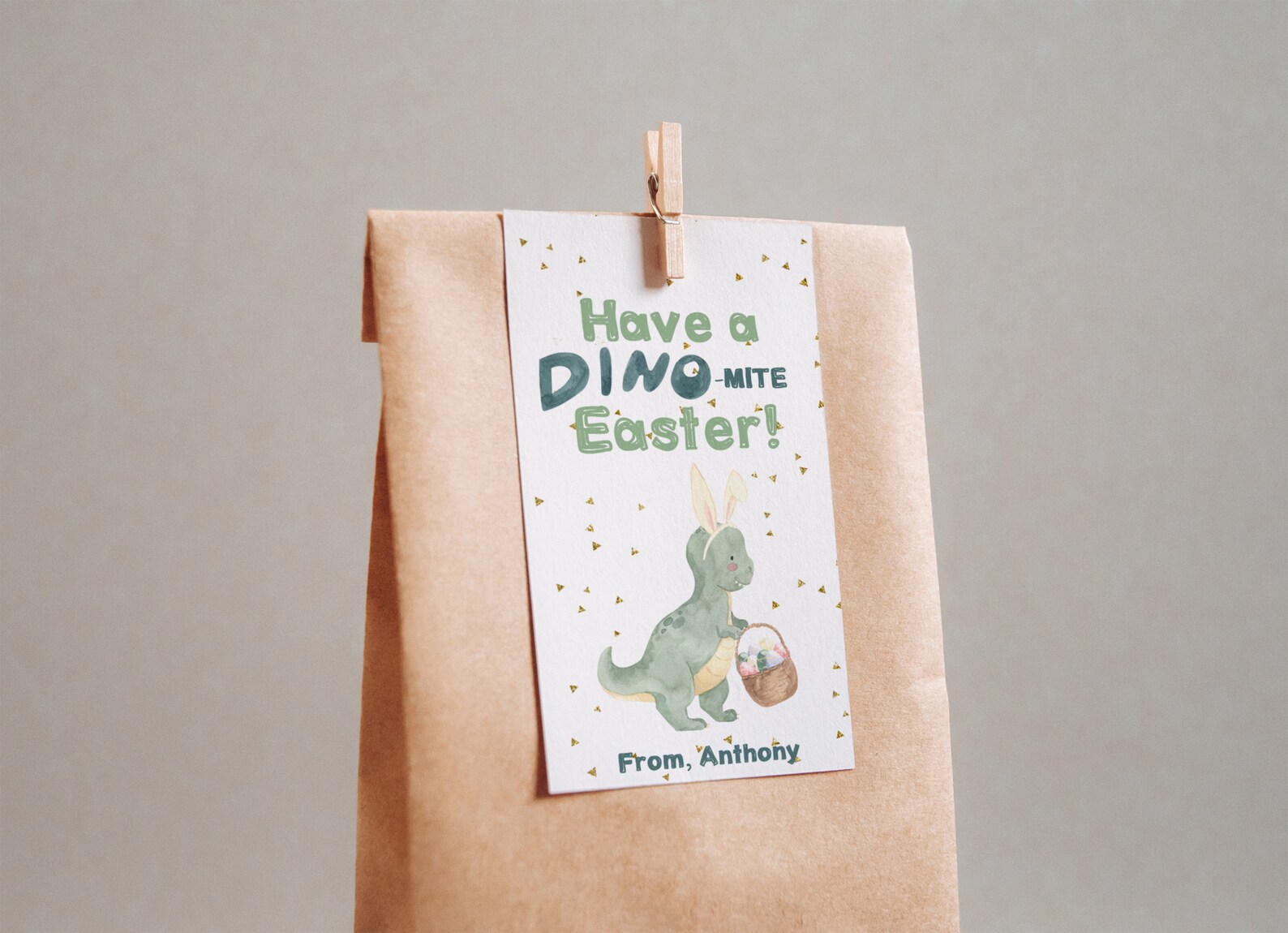 Dinosaur Easter Favor Tag Have a Dino-mite Easter Editable | Etsy