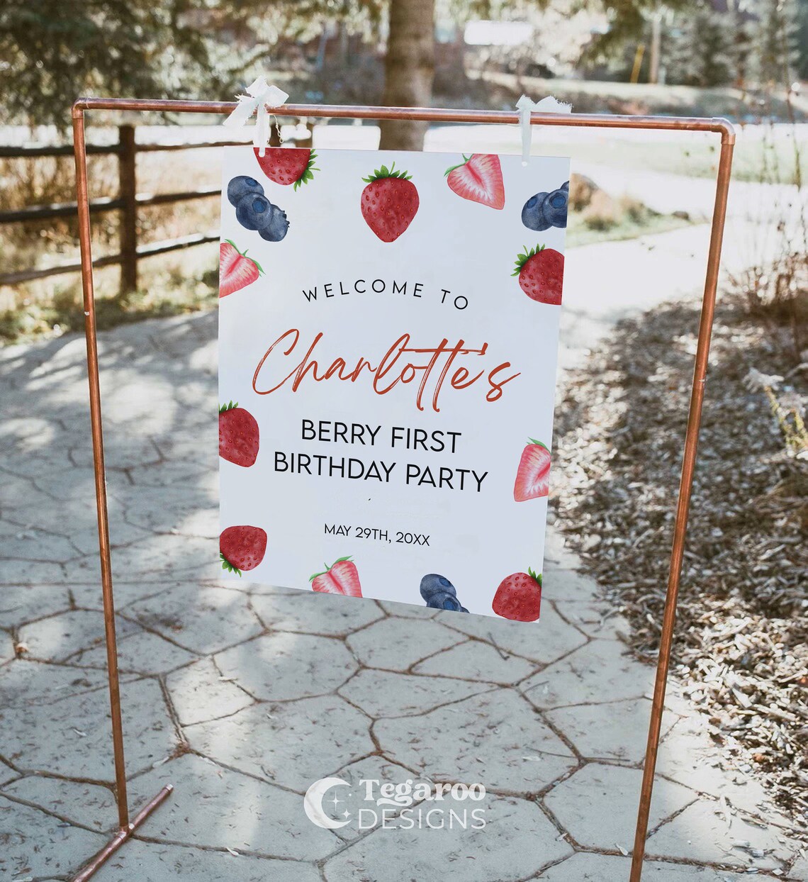 Editable Berry First Baby Welcome Sign Strawberry Blueberry - Etsy