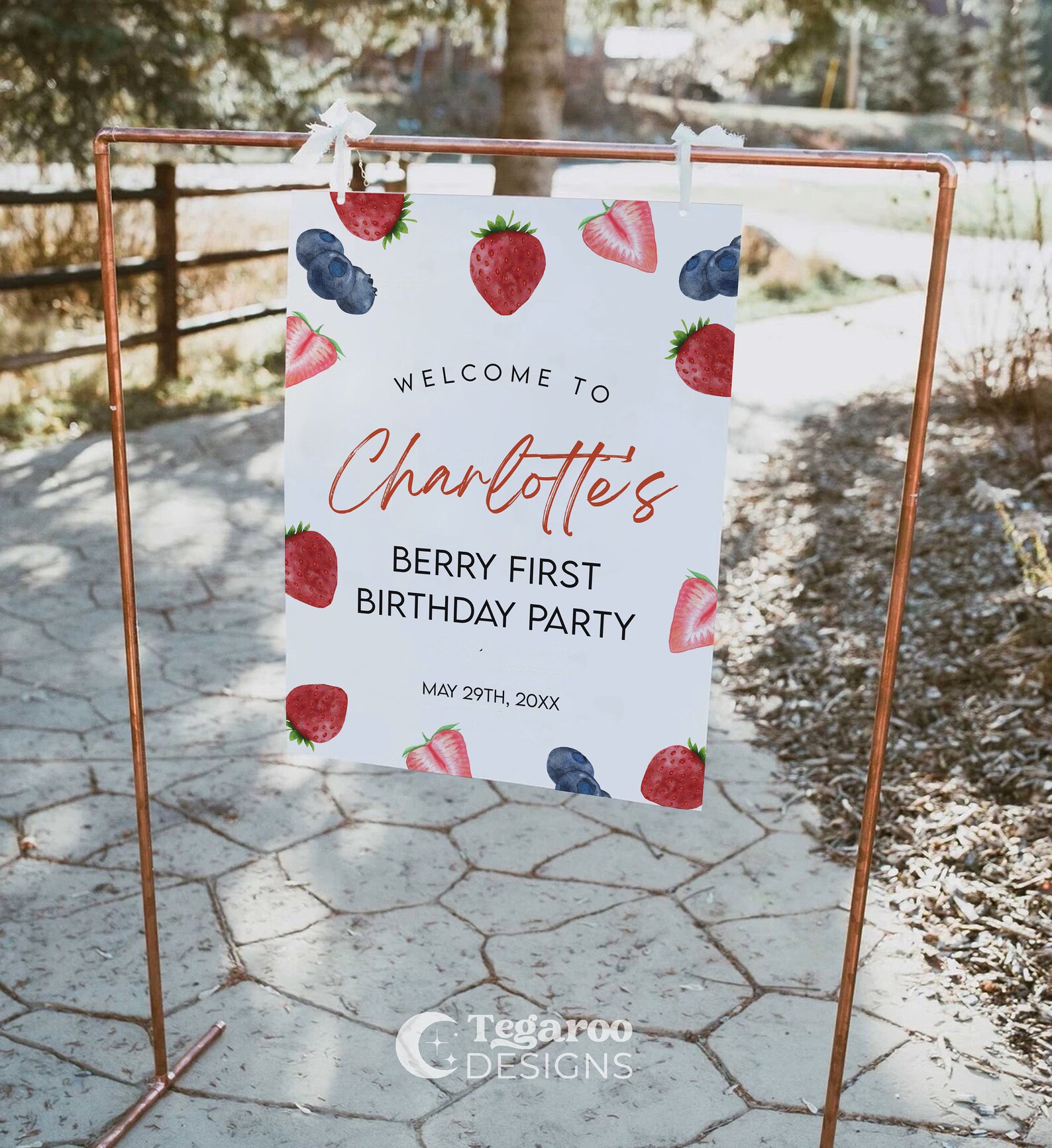 Editable Berry First Baby Welcome Sign | Strawberry Blueberry | Party ...