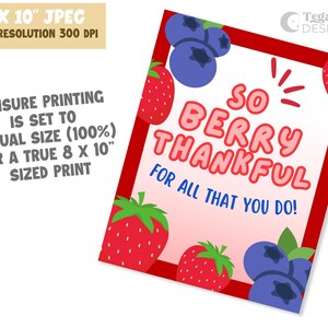 Strawberry Fruit Employee Teacher Appreciation Sign | Mixed Berry Best ...
