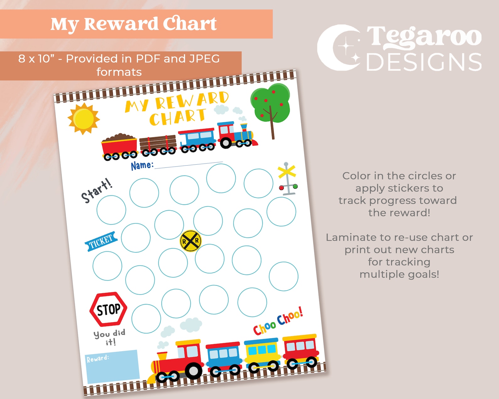 Train Reward Chart Behavior Potty Chart Train Chore Chart - Etsy