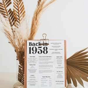 1958 Trivia | 66th Birthday Trivia | Present | Reunion | Anniversary ...