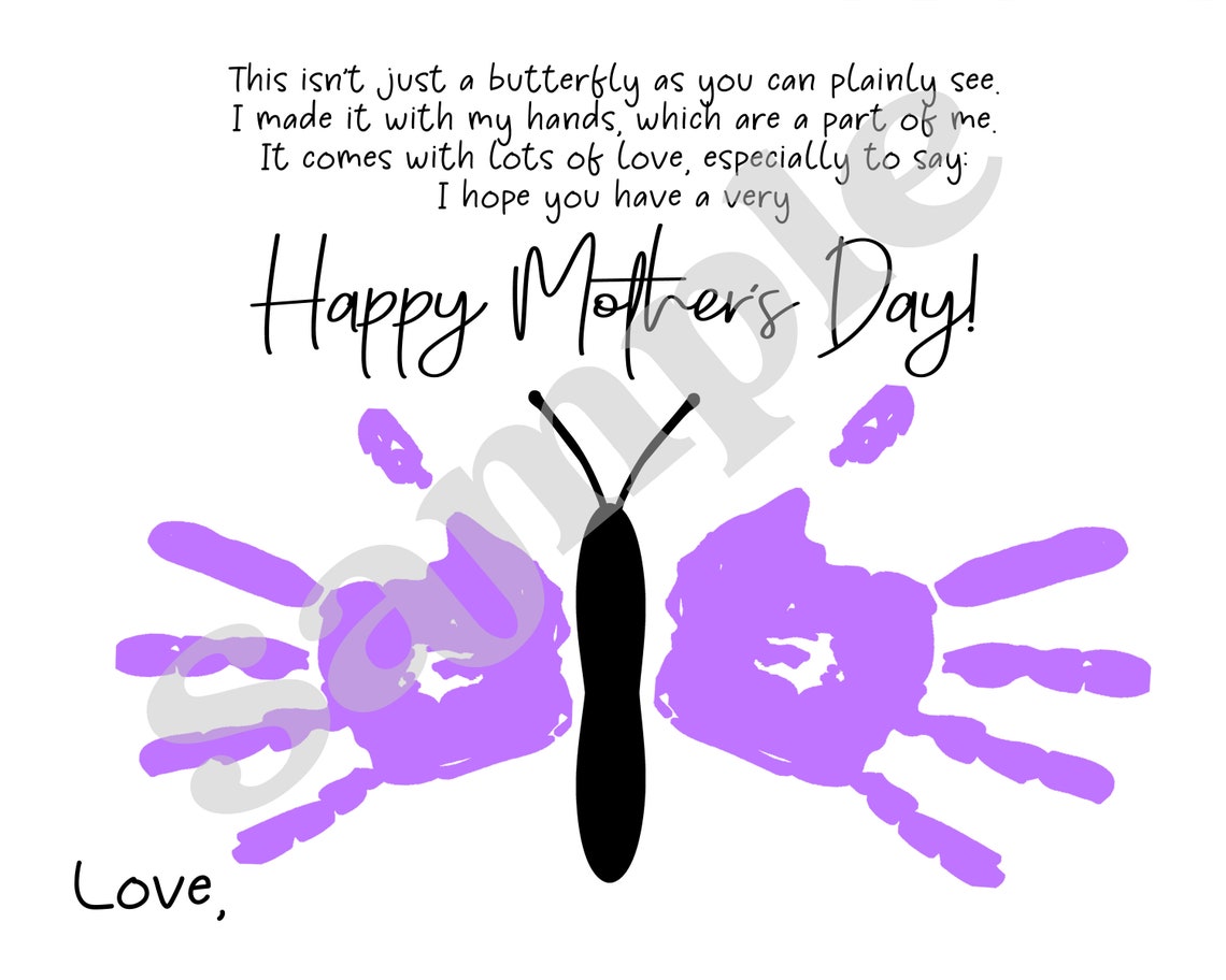 Mothers Day Gift Butterfly Hand Print DIY Craft - Etsy