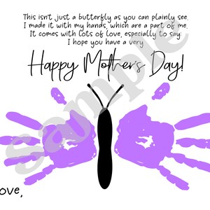 Mothers Day Gift | Butterfly Hand Print DIY Craft | Mother's Day Gift ...