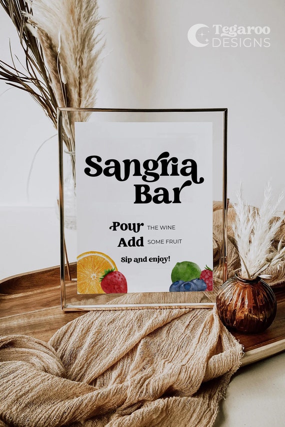 Sangria Bar Sign Watercolor Retro Modern Minimalist Sangria | Etsy