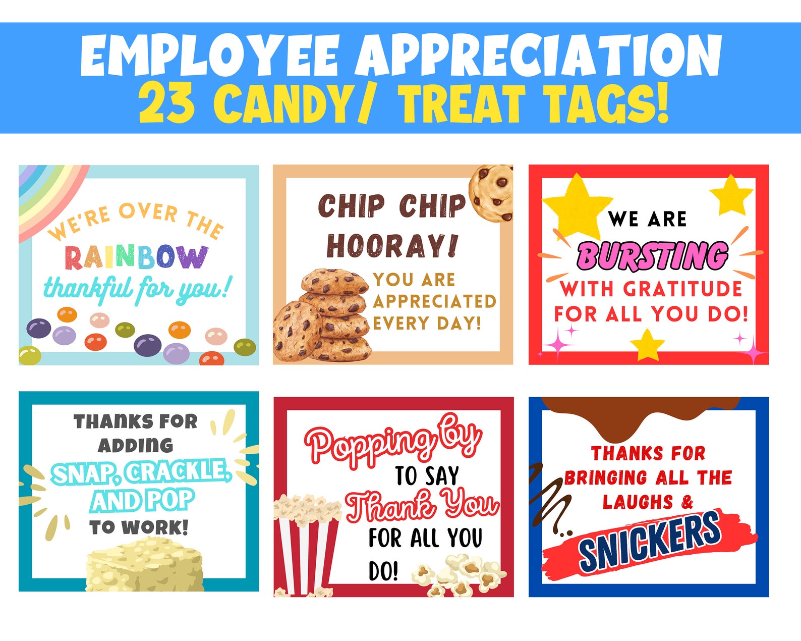 23 Teacher Employee Appreciation Tags Candy Bar Gift Tag Treat Tags ...