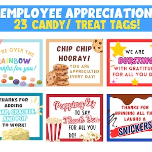 23 Teacher Employee Appreciation Tags | Candy Bar Gift Tag | Treat Tags ...