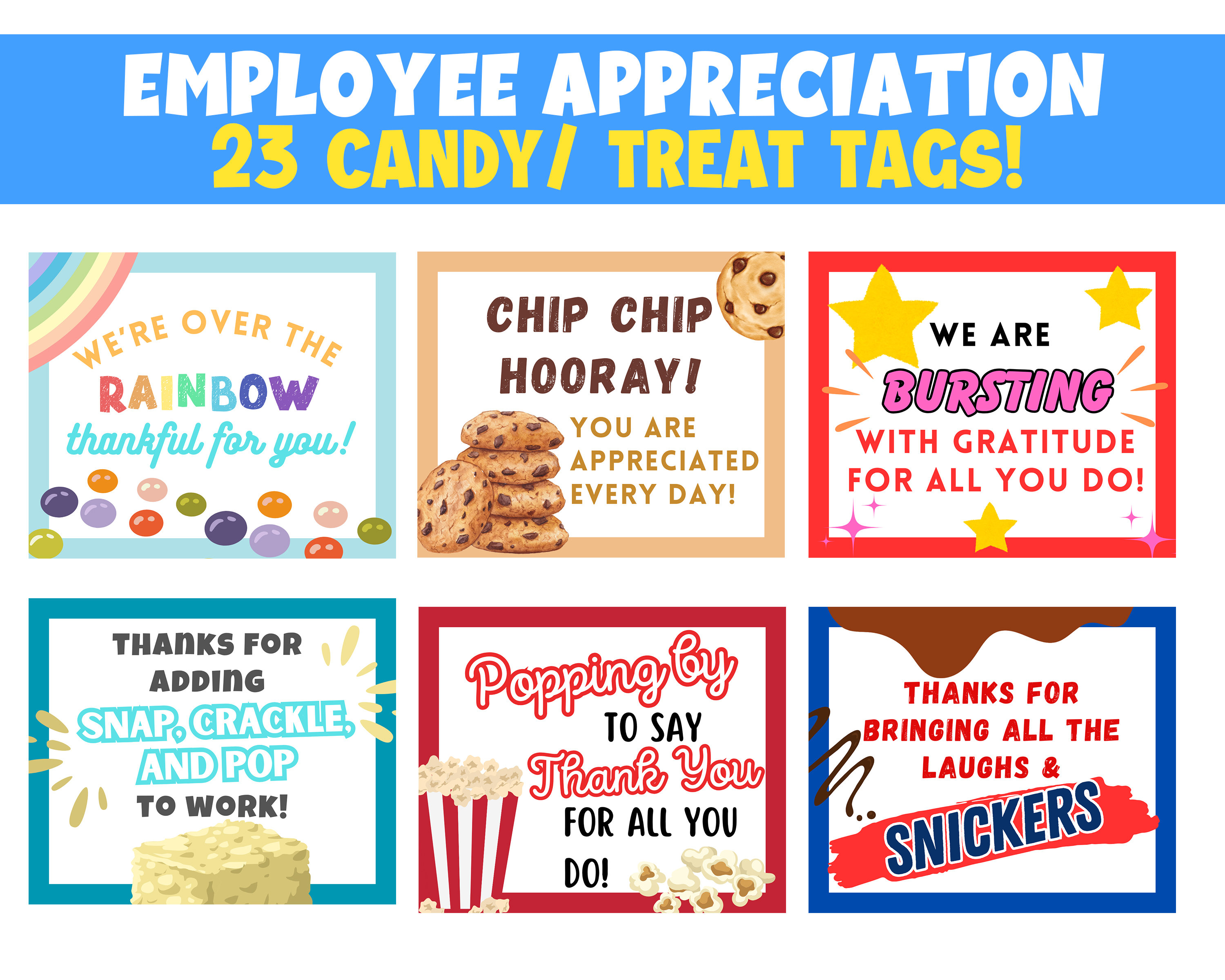 23 Teacher Employee Appreciation Tags | Candy Bar Gift Tag | Treat Tags ...