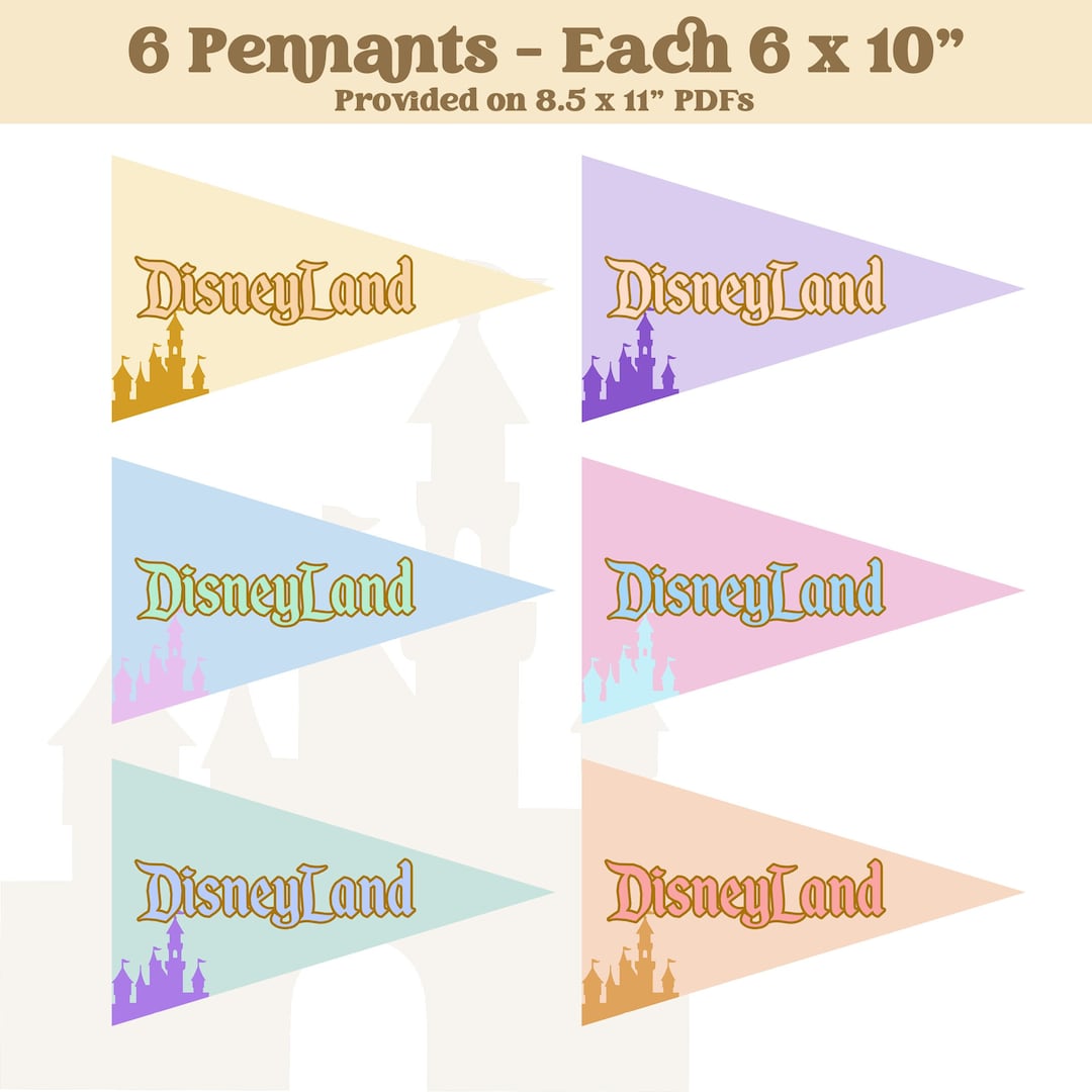 Retro Disneyland Pennants | Disney Retro Flags | Digital File | Instant ...