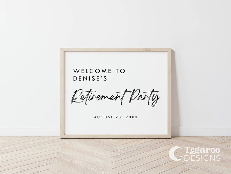 Retirement Party Welcome Sign | Simple Modern Minimalist Retirement ...
