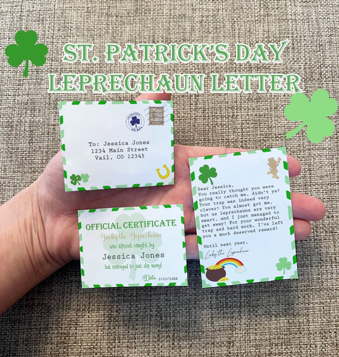Customizable Leprechaun Letter and Leprechaun Trap Certificate | St ...