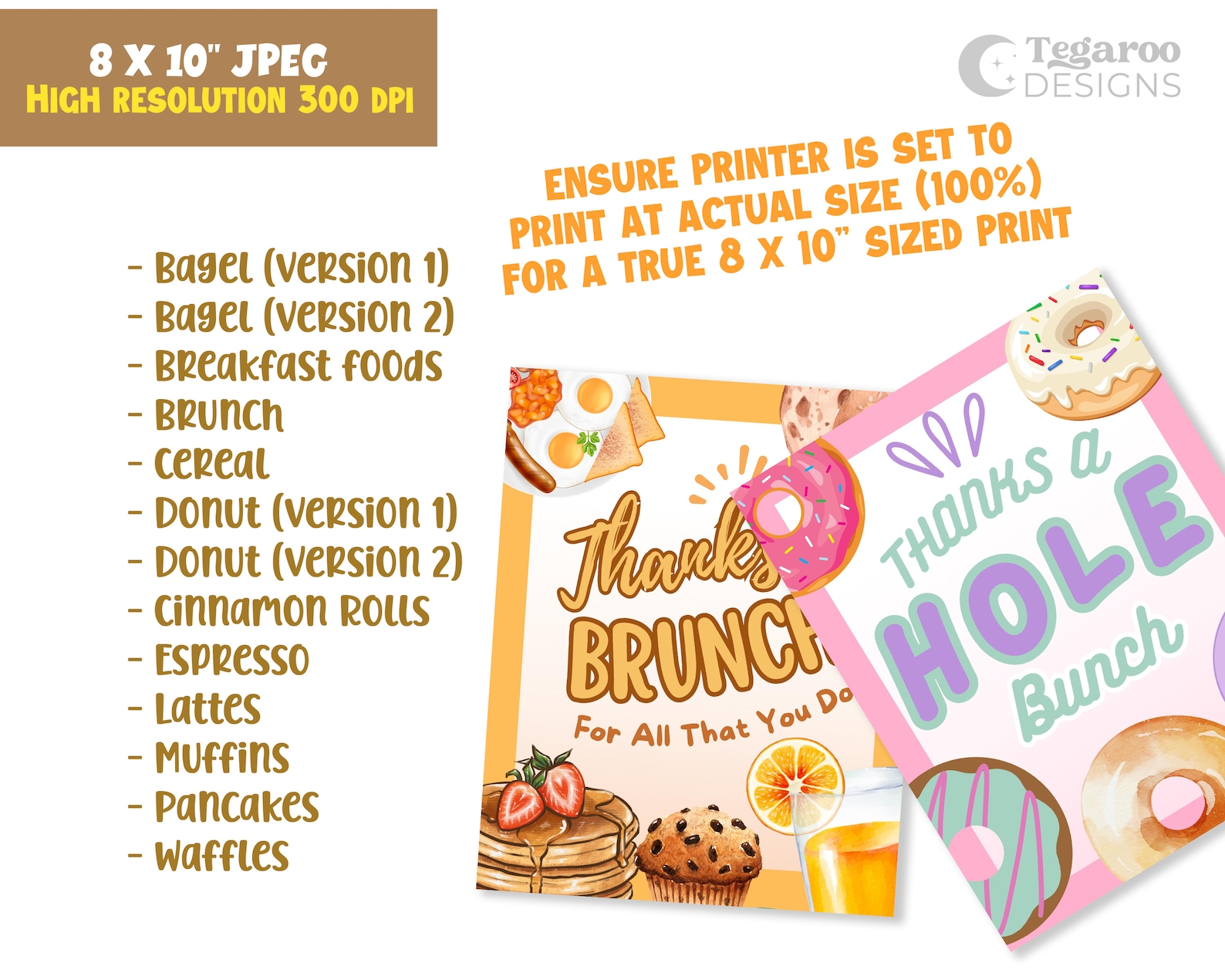 Breakfast Food Drink Sign Bundle | Employee, Teacher Appreciation ...
