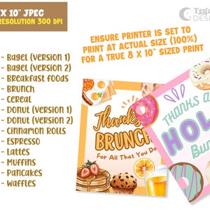 Breakfast Food Drink Sign Bundle | Employee, Teacher Appreciation ...