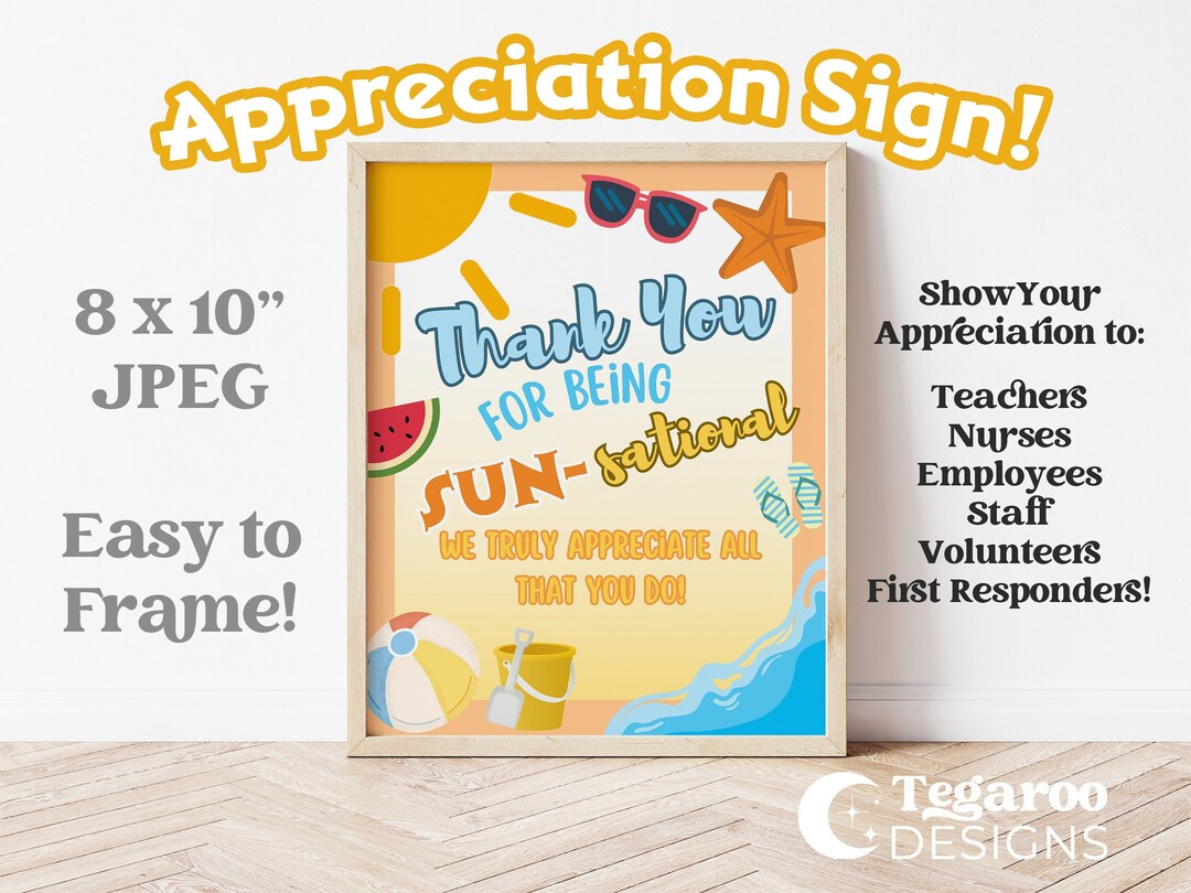Summer Beach Party Employee Teacher Appreciation Sign | Sun Sunsational ...
