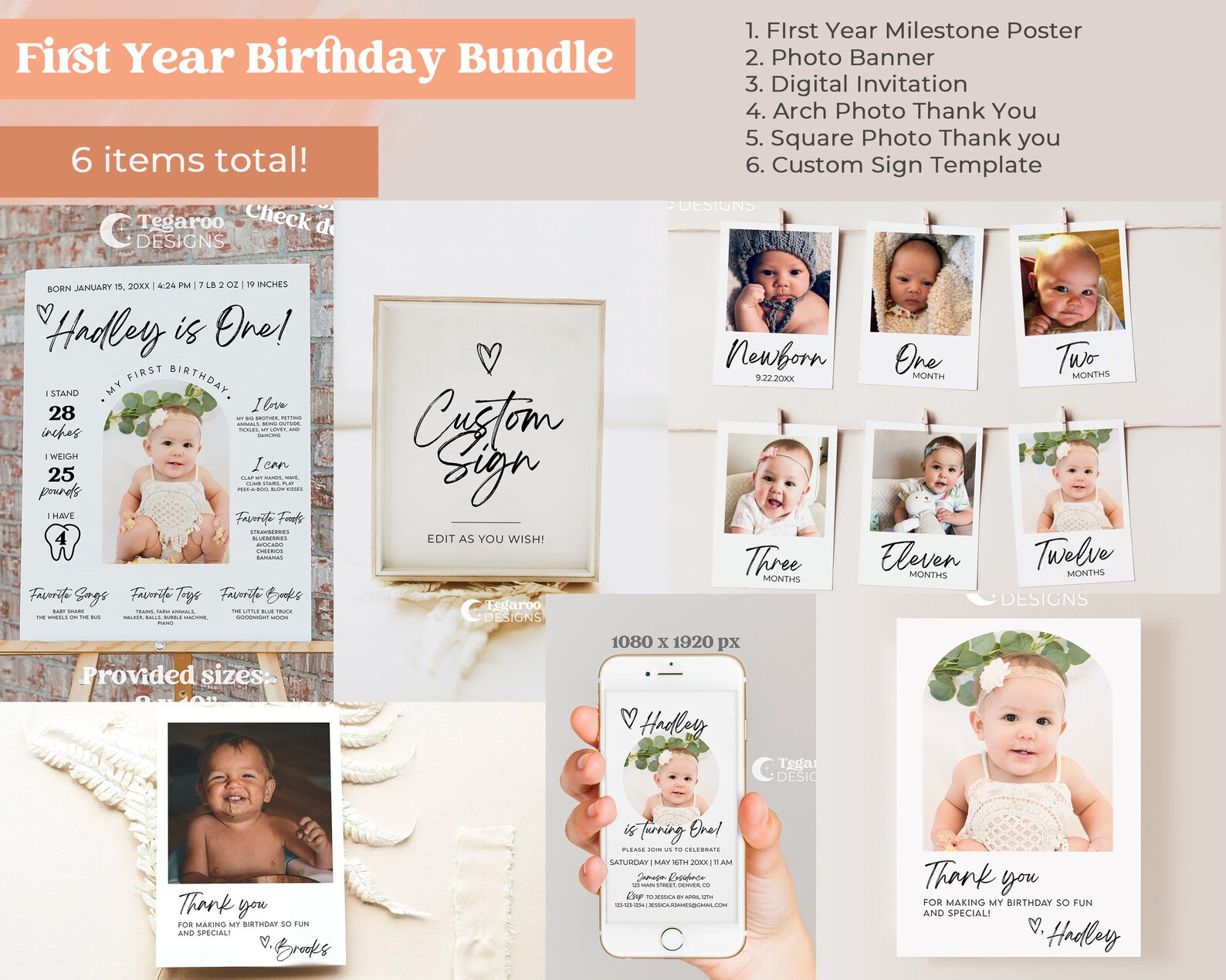 Baby's First Year Milestone Board Template | Fully Editable | 1st ...