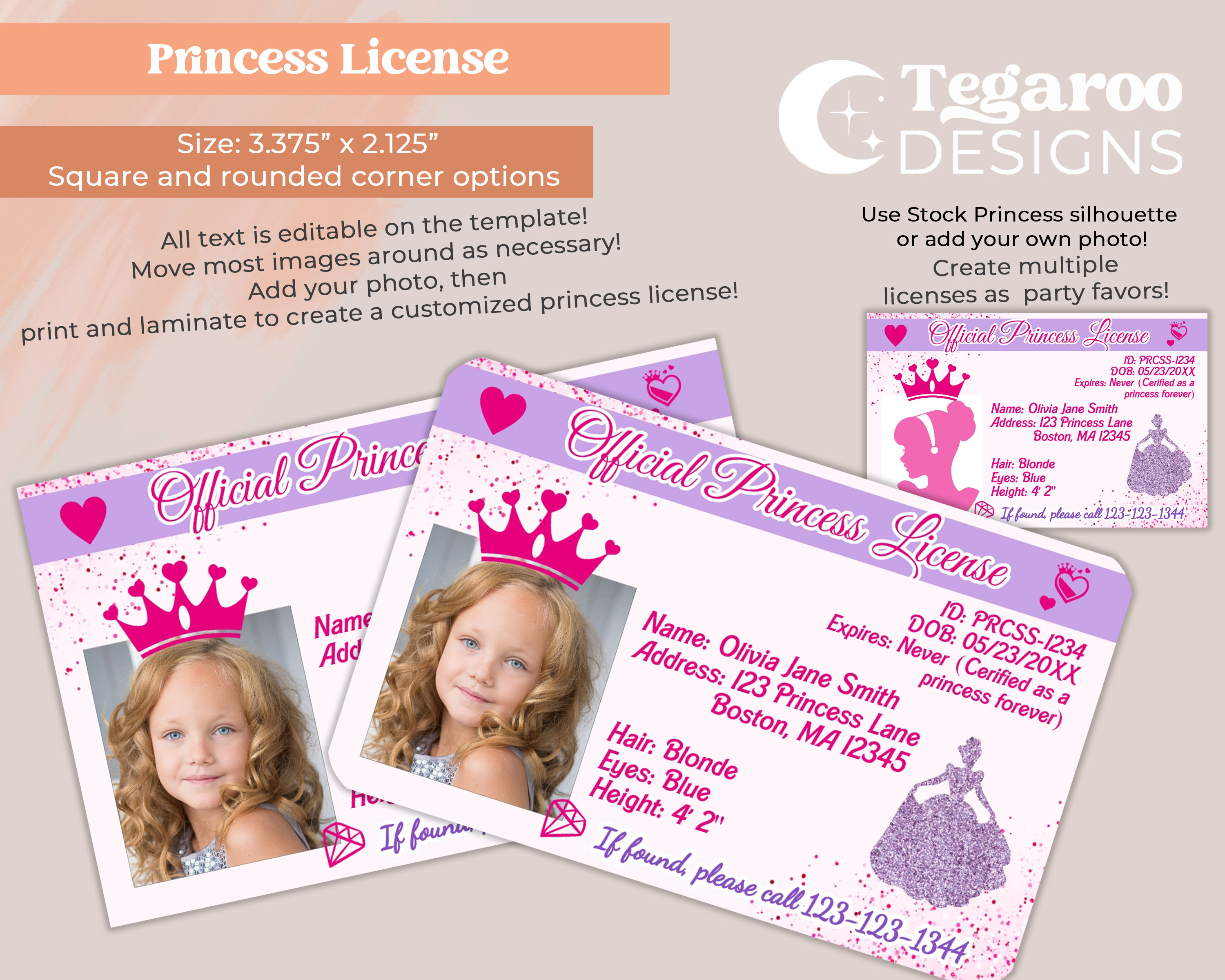 Personalized Princess License | Drivers License | Kids License | Child ...
