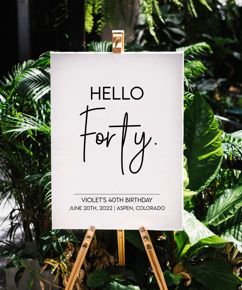 Minimalist Modern Chic 40th Birthday Welcome Sign Hello - Etsy