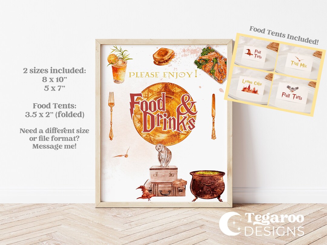 Wizard Food Sign and Food Tents | Food and Drinks | Food Labels, Place ...