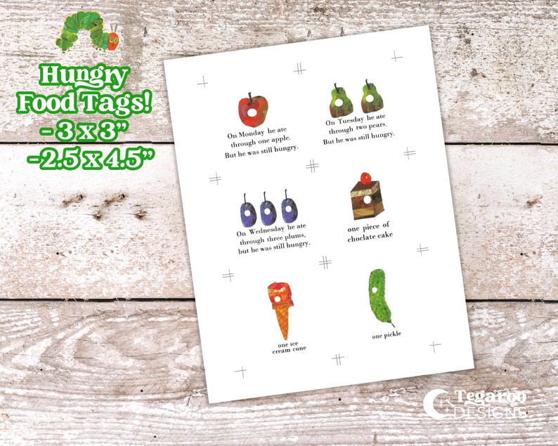 Hungry Caterpillar Story Food Tags | Food Labels | Birthday | Baby ...