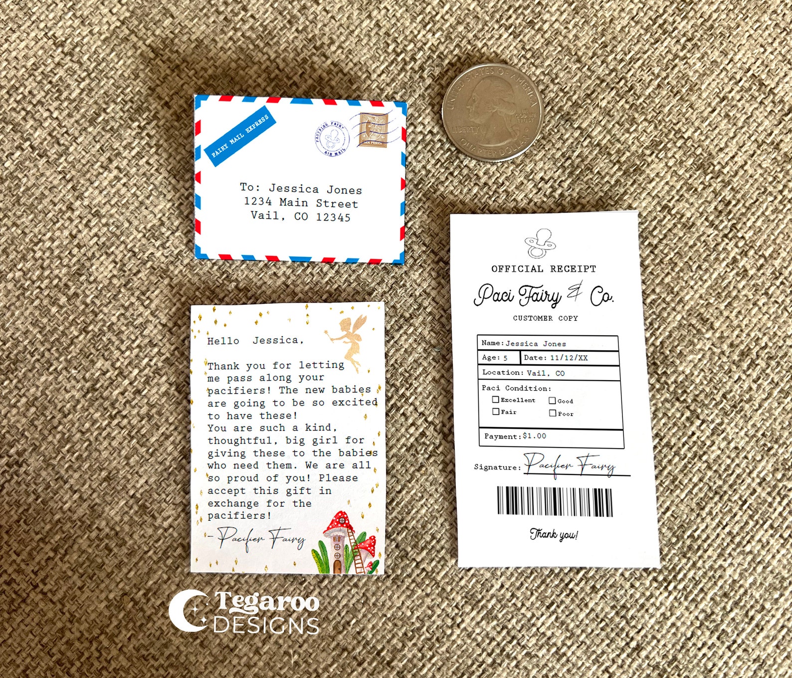 Pacifier Binky Fairy Miniature Letter Receipt Envelope Boy - Etsy