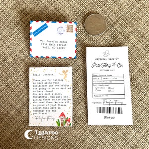 Pacifier Binky Fairy Miniature Letter, Receipt, Envelope | Boy or Girl ...