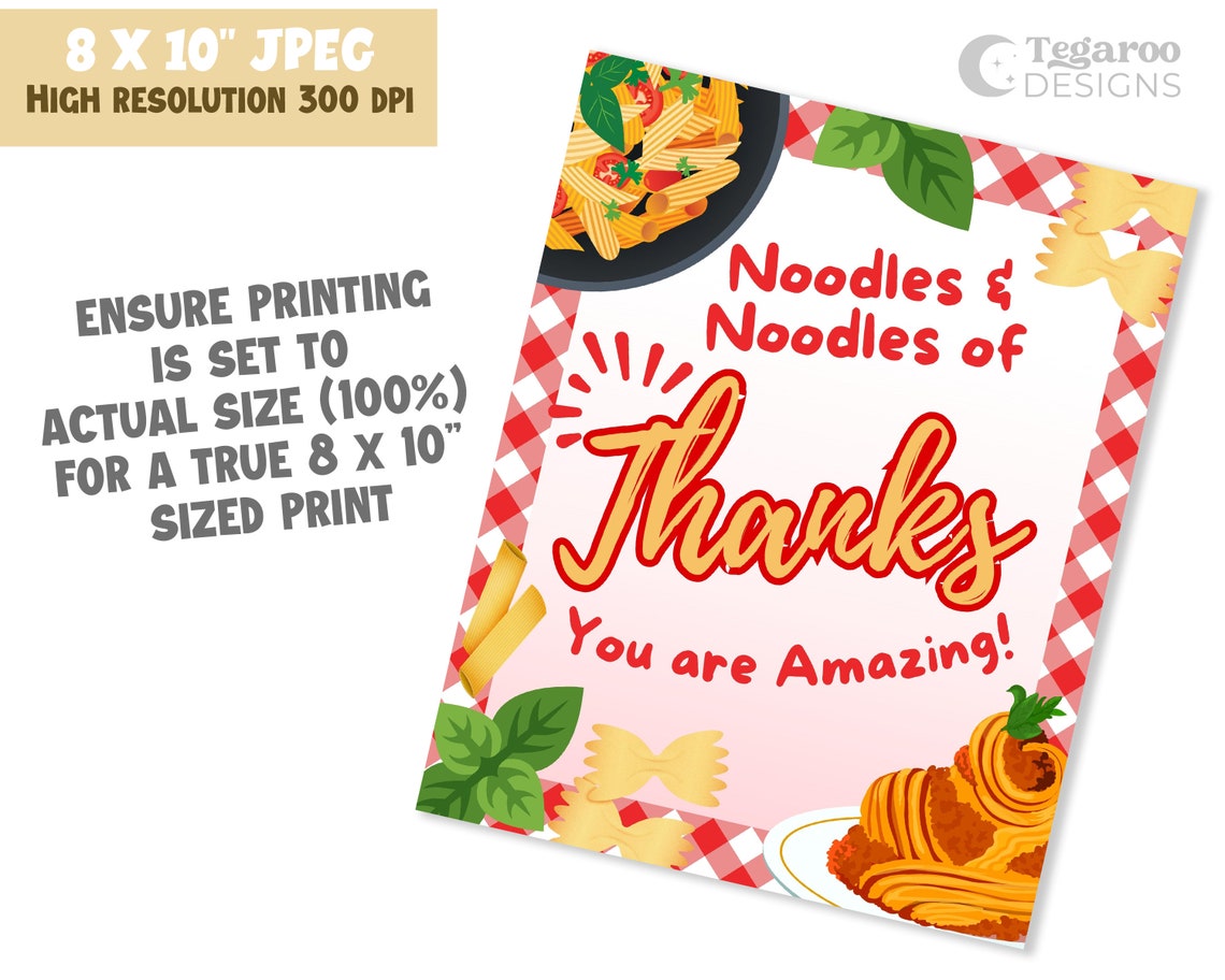 Pasta Bar Sign | Oodles of Thanks | Noodles Sign Appreciation Week ...