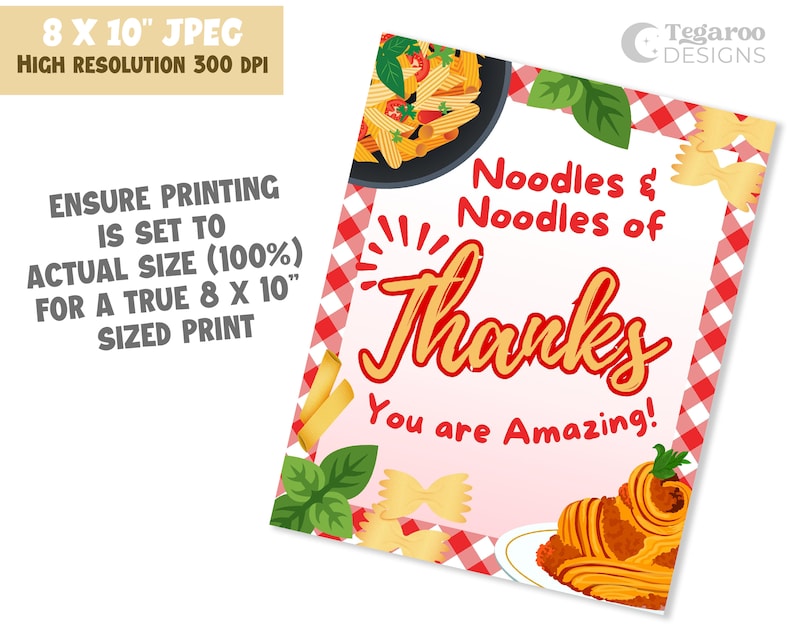 Pasta Bar Sign | Oodles of Thanks | Noodles Sign Appreciation Week ...