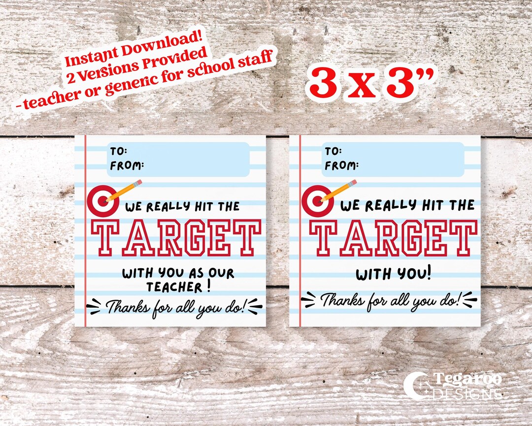 Teacher Target Gift Card Tag | School Staff Appreciation | Teacher ...