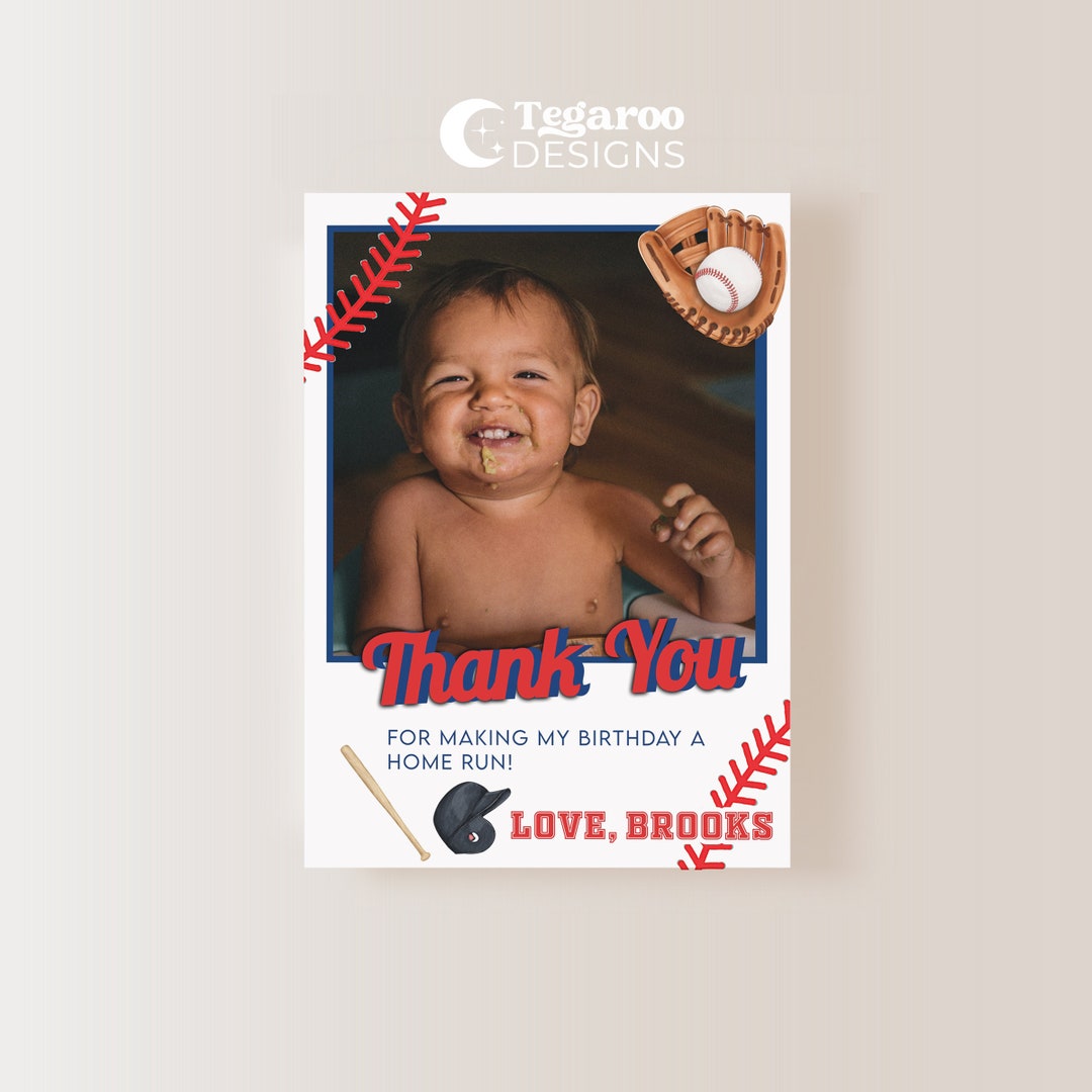 Baseball Thank You Photo Card | Minimalist Modern | Rookie of the Year ...