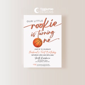 Basketball Birthday Invitation | 1st Birthday Rookie Basketball Turning ...