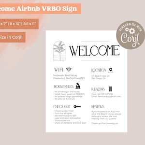Boho Modern Minimalist Airbnb VRBO Vacation Welcome Sign | Ocean Beach ...