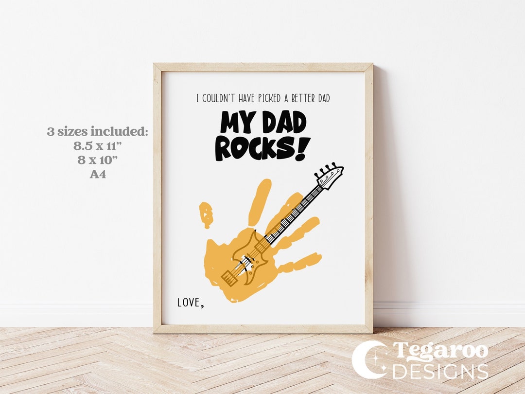 My Dad Rocks Father's Day Gift Present | Hand Print Art DIY Craft | Dad ...
