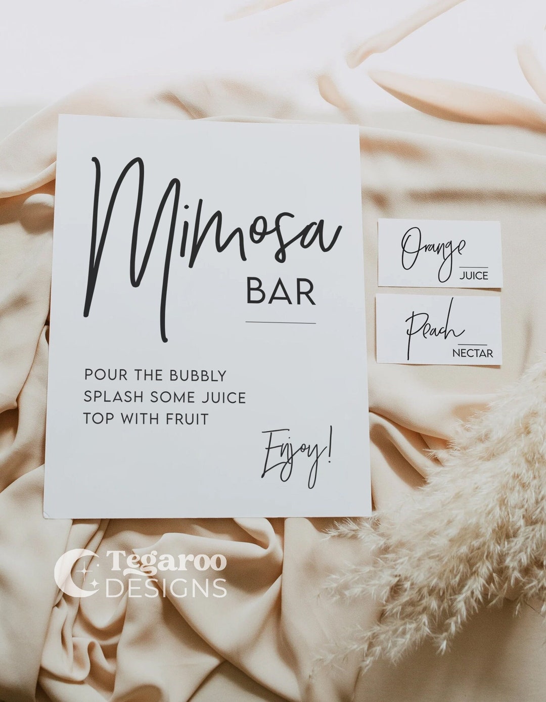 Minimalist Modern Mimosa Sign Tags | Modern Simple Mimosa Sign | Juice ...