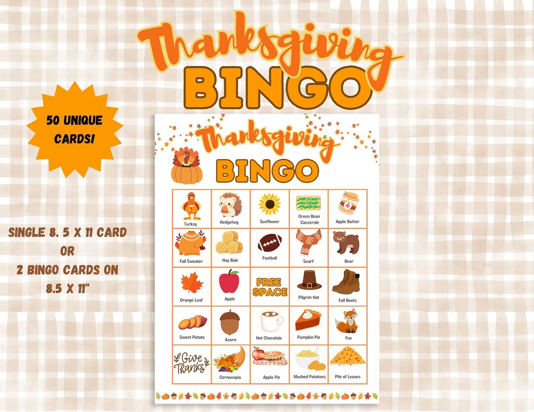 50 Thanksgiving Bingo Cards | Thanksgiving Game | Classroom ...