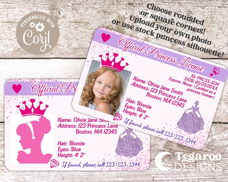 Personalized Princess License | Drivers License | Kids License | Child ...