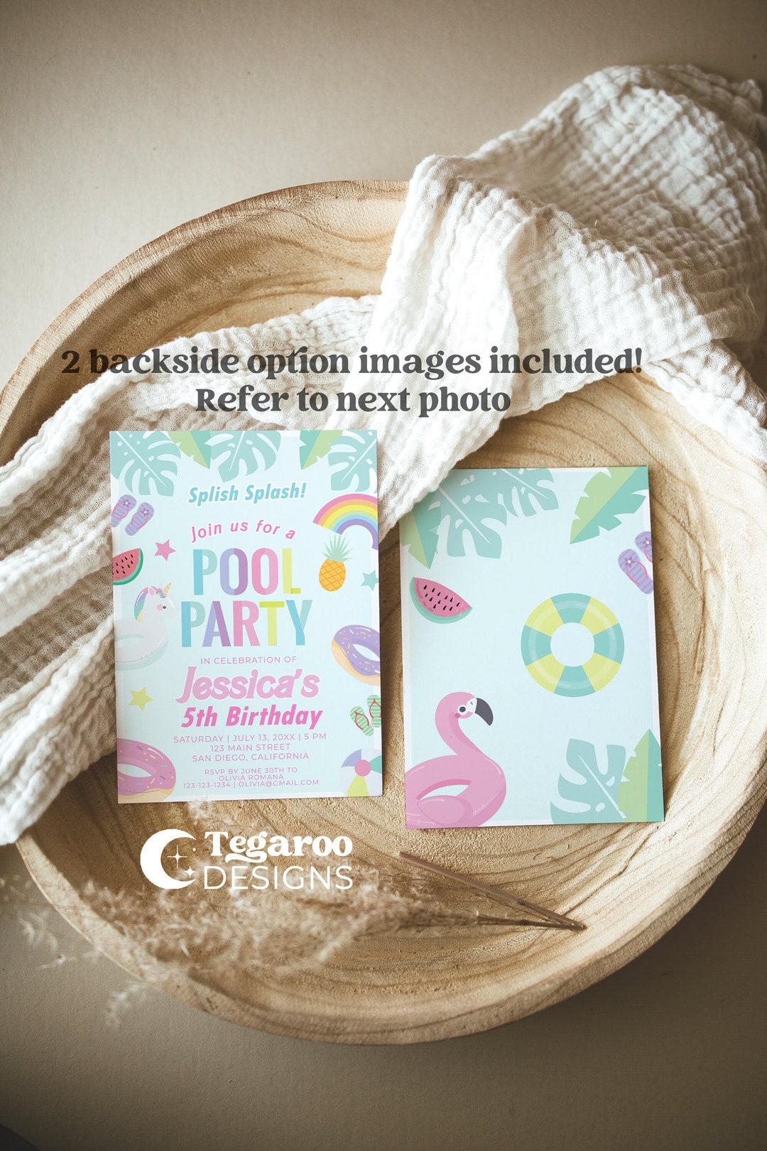 Pastel Rainbow Pink Unicorn Pool Party Glitter Digital Birthday Invitation | Girl Pool Floaties ...