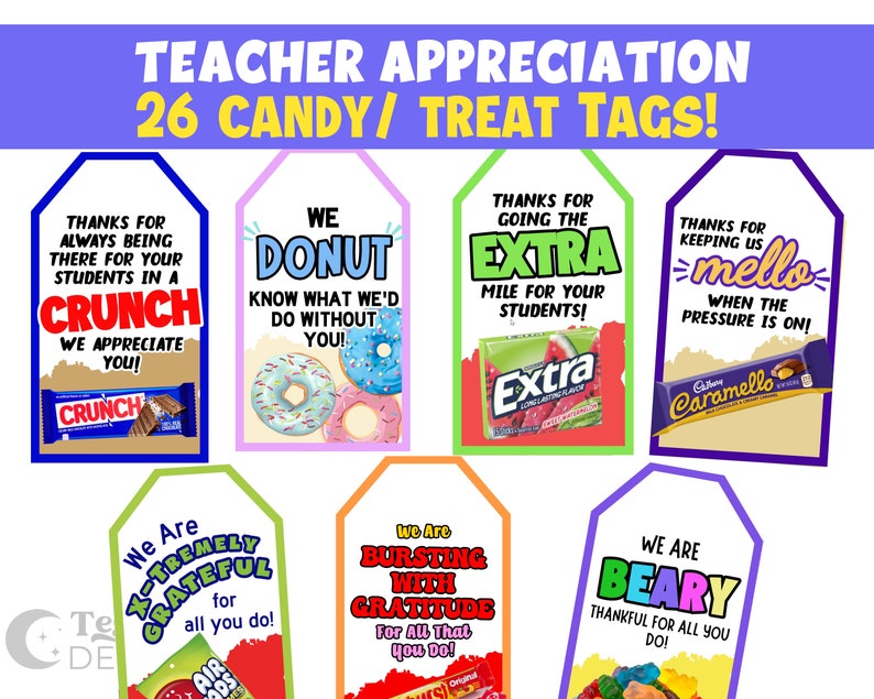 26 Employee Appreciation Tags | Candy Bar Gift Tag | Treat Tags ...