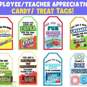 26 Teacher Appreciation Tags | Candy Bar Gift Tag | Treat Tags ...