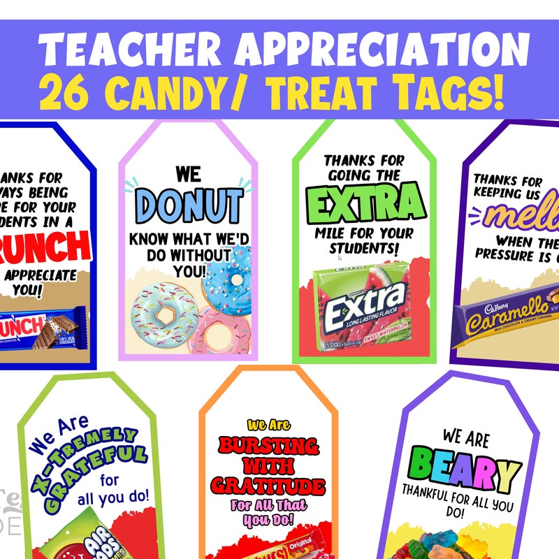 Teacher Candy Tags - Etsy