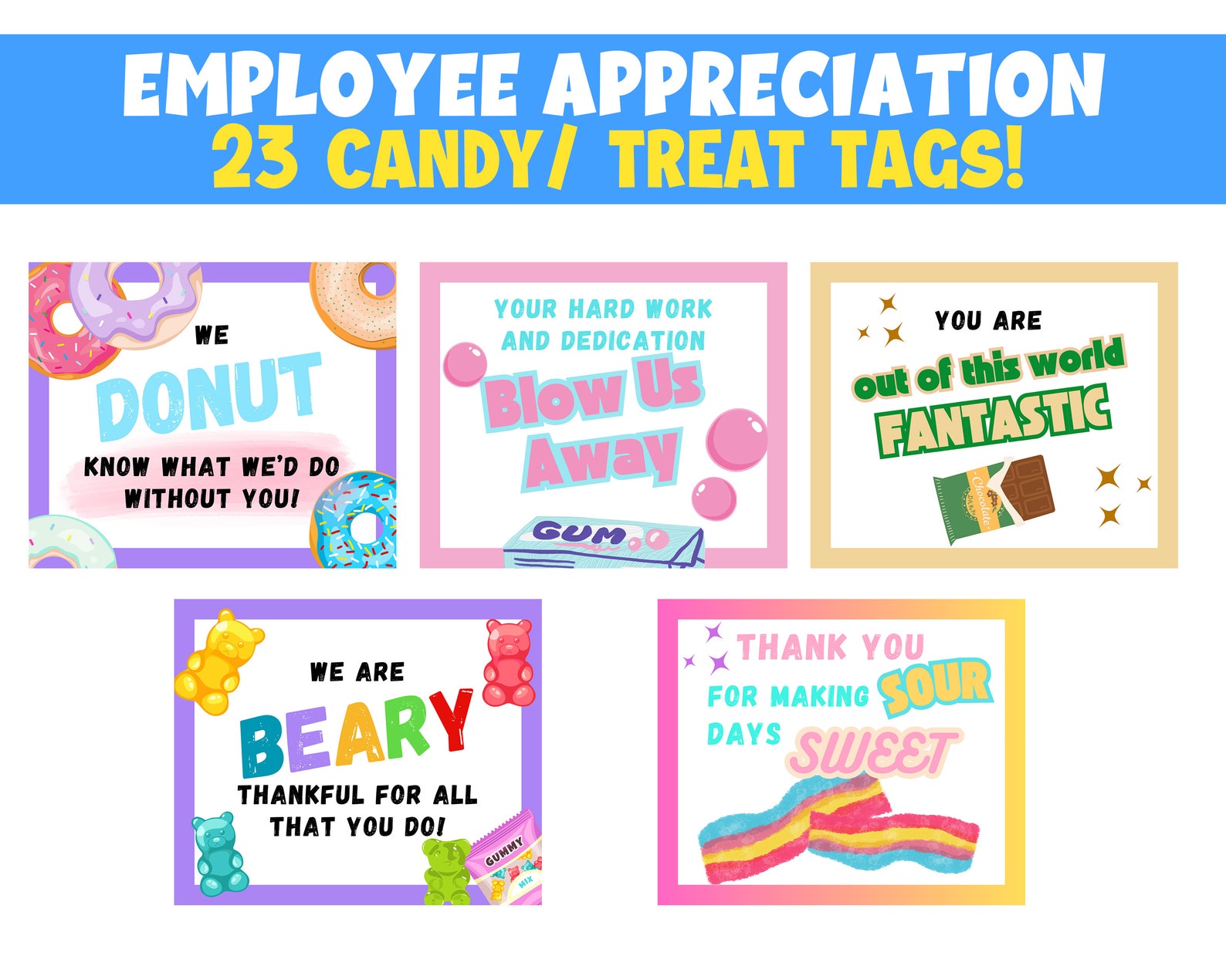 23 Teacher Employee Appreciation Tags Candy Bar Gift Tag Treat Tags ...