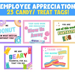 23 Teacher Employee Appreciation Tags | Candy Bar Gift Tag | Treat Tags ...