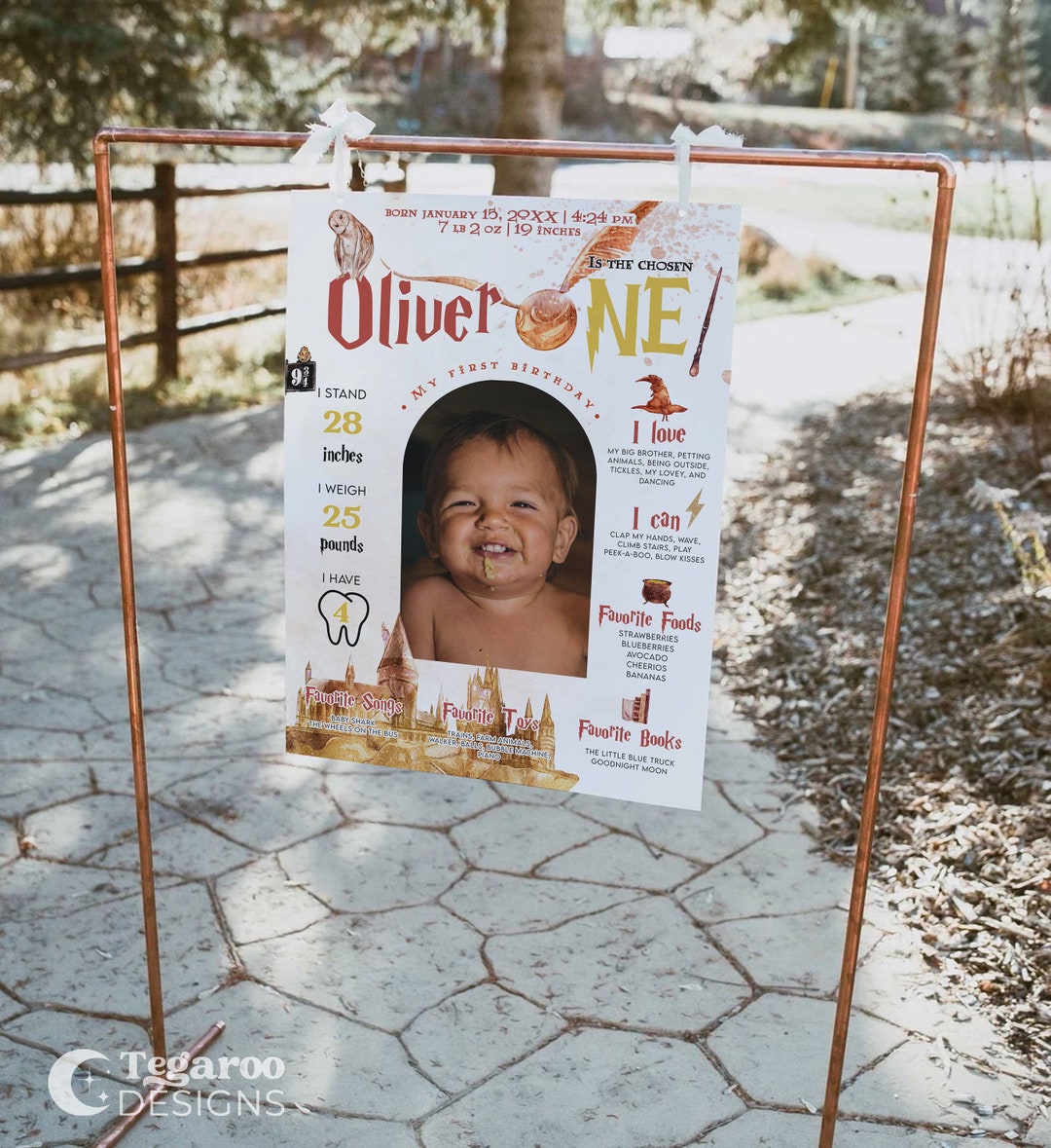 Wizard Chosen One First Year Birthday Photo Milestone Poster | 1st ...