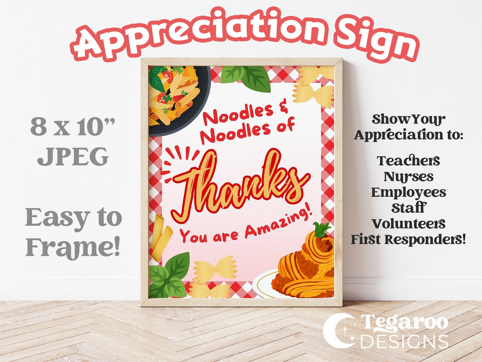 Pasta Bar Sign | Oodles of Thanks | Noodles Sign Appreciation Week ...